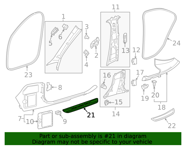 205-680-21-35 - Door Trim Sill Plate Insert 2017-2023 Mercedes-Benz ...