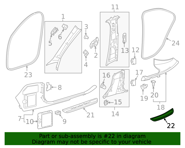 213-680-76-09 - Rear Sill Plate 2021-2023 Mercedes-Benz | Mercedes-Benz ...