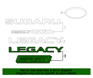 93079AN010 - Nameplate - 2020-2022 Subaru Legacy | Subaru Parts Guys