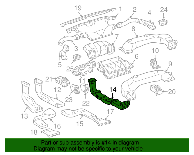 58861-48040 - Instrument Panel Air Duct 2004-2008 Lexus ...