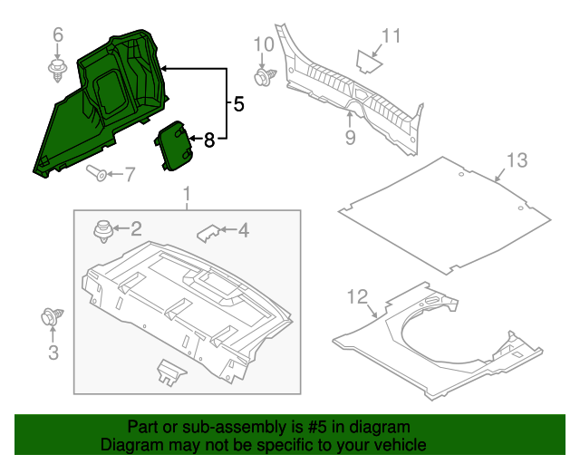 2014-2018 Mazda 3 Trunk Side Trim BHN1-68-870 | RealMazdaParts.com