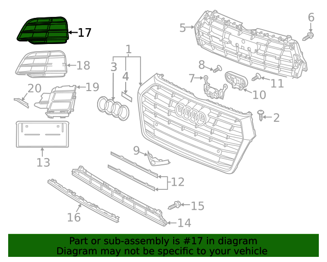 2018-2020 Audi SQ5 Outer Grille 80A-807-680-M-FUQ | Audi USA Parts