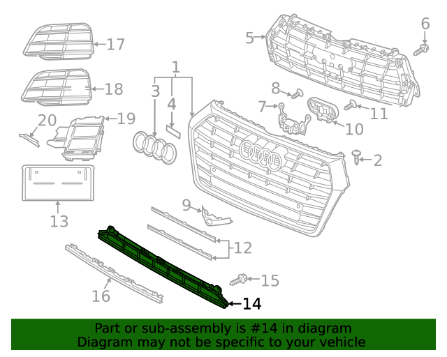2018-2020 Audi SQ5 Lower Grille 80A-807-647-C-9B9 | OEM Vehicle Parts