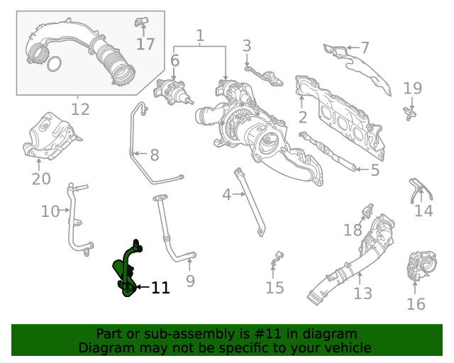 2019-2023 Mercedes-Benz Turbocharger Coolant Line 260-203-14-00 ...