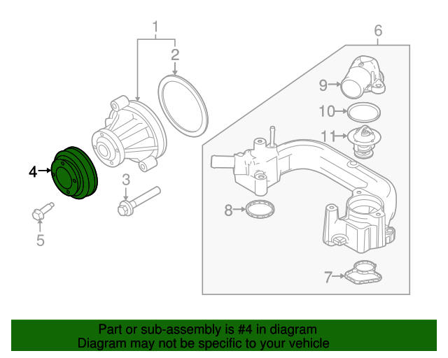 F6TZ-8509-AA - Engine Water Pump Pulley - 1997-2014 Ford | Lasco Auto Parts