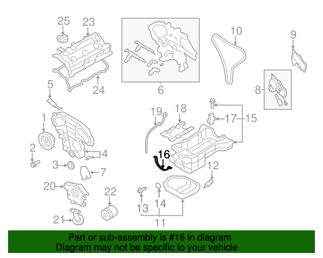 1995-2017 Nissan Oil Pan Gasket 11121-31U10 | Nissan Parts Plus