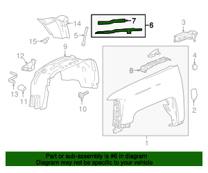 2014-2019 GM Passenger Side Front Fender Rear Upper Brace 23115309 GM ...
