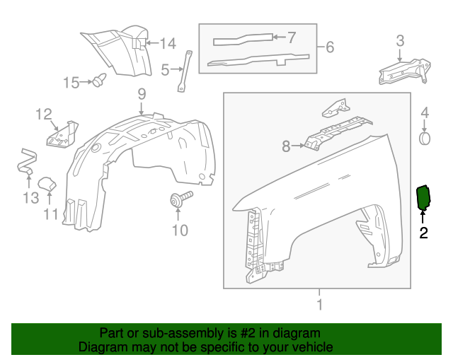 2014-2020 GM Body Side Front Fender Rear Bracket 22992039 GM ...