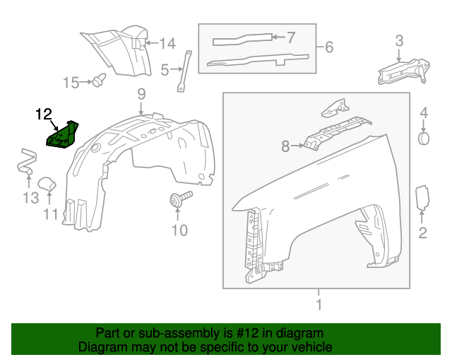 2014-2019 GM Front Driver Side Wheelhouse Panel Front Bracket 23343214 ...
