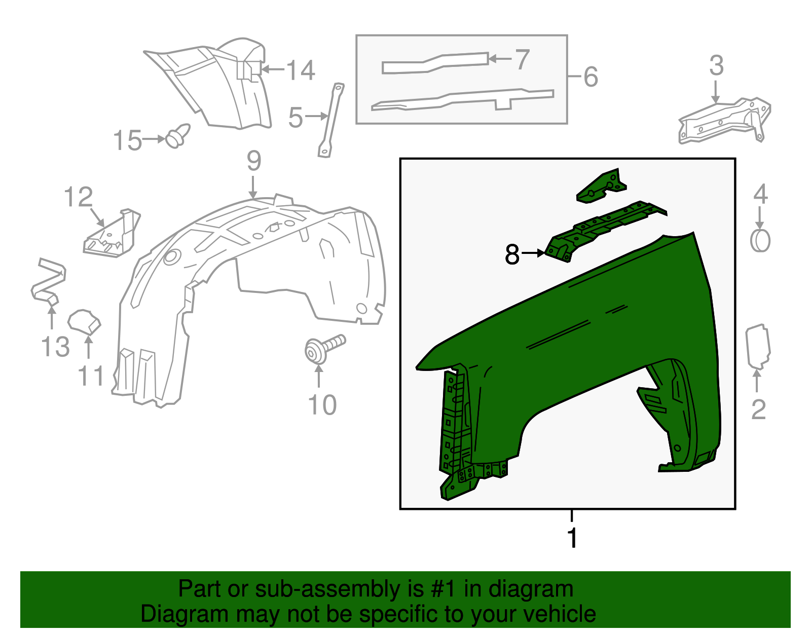 2014-2019 GMC Front Driver Side Fender 23303550 GM | GMPartsDirect.com