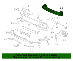 71530-TGG-A10ZZ - Bumper Impact Bar 2017-2020 Honda Civic ...