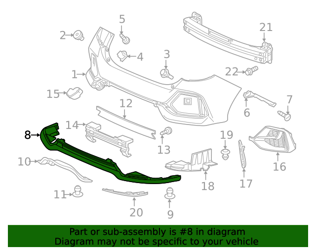71502-TGG-A00 - Garnish Rear Bumper (Lower) - 2017-2020 Honda Civic ...