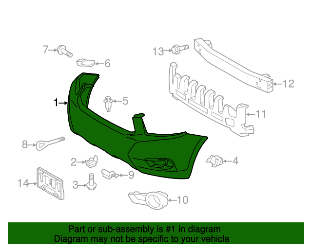 52119-0E911 - Cover Front Bumper L Co 2008-2010 Toyota Highlander ...