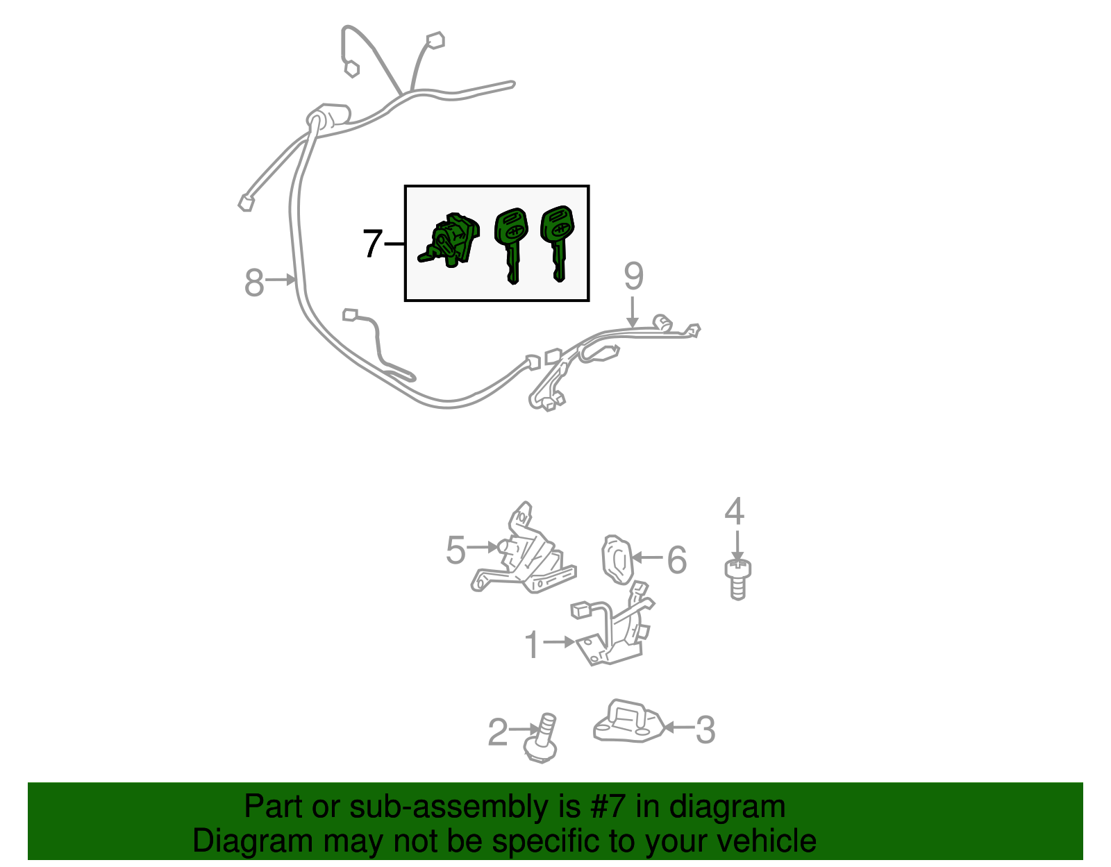 2007-2011 Toyota Yaris Lock Cylinder 69055-52450 | Toyota Parts Center