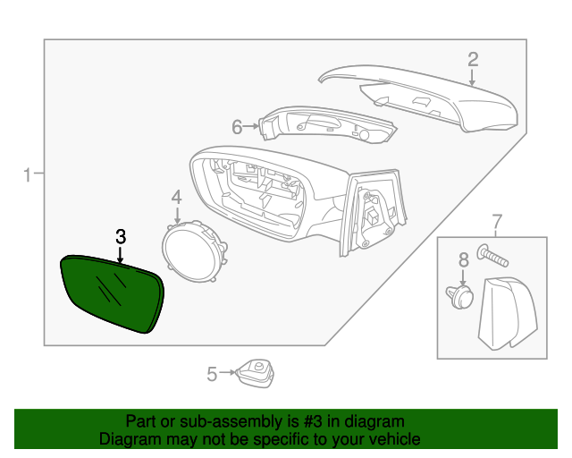 87611-A7350 - Mirror Glass 2014-2016 Kia Forte Koup | Kia.Parts Store
