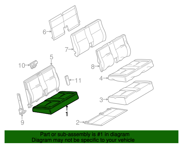 210-930-03-61-9B50 - Lower Seat Assembly 1998-2003 Mercedes-Benz E 320 ...