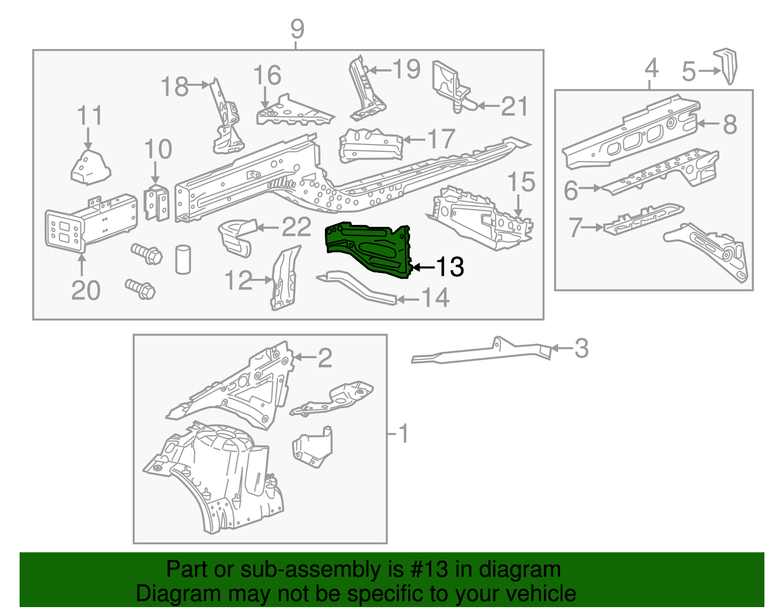 23384193 - Passenger Side Front Compartment Outer Side Rail Extension ...