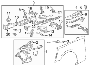 84755797 - Front Passenger Side Wheelhouse Panel 2016-2023 Chevrolet ...