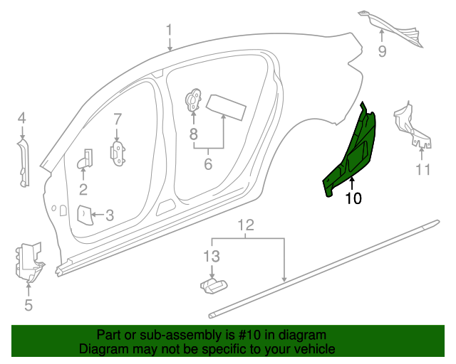 2011-2017 Buick Regal Driver Side Body Side Outer Panel Extension ...