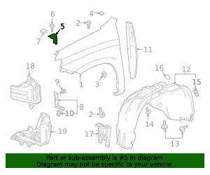 2019-2025 Chevrolet Passenger Side Body Side Front Fender Upper Front ...