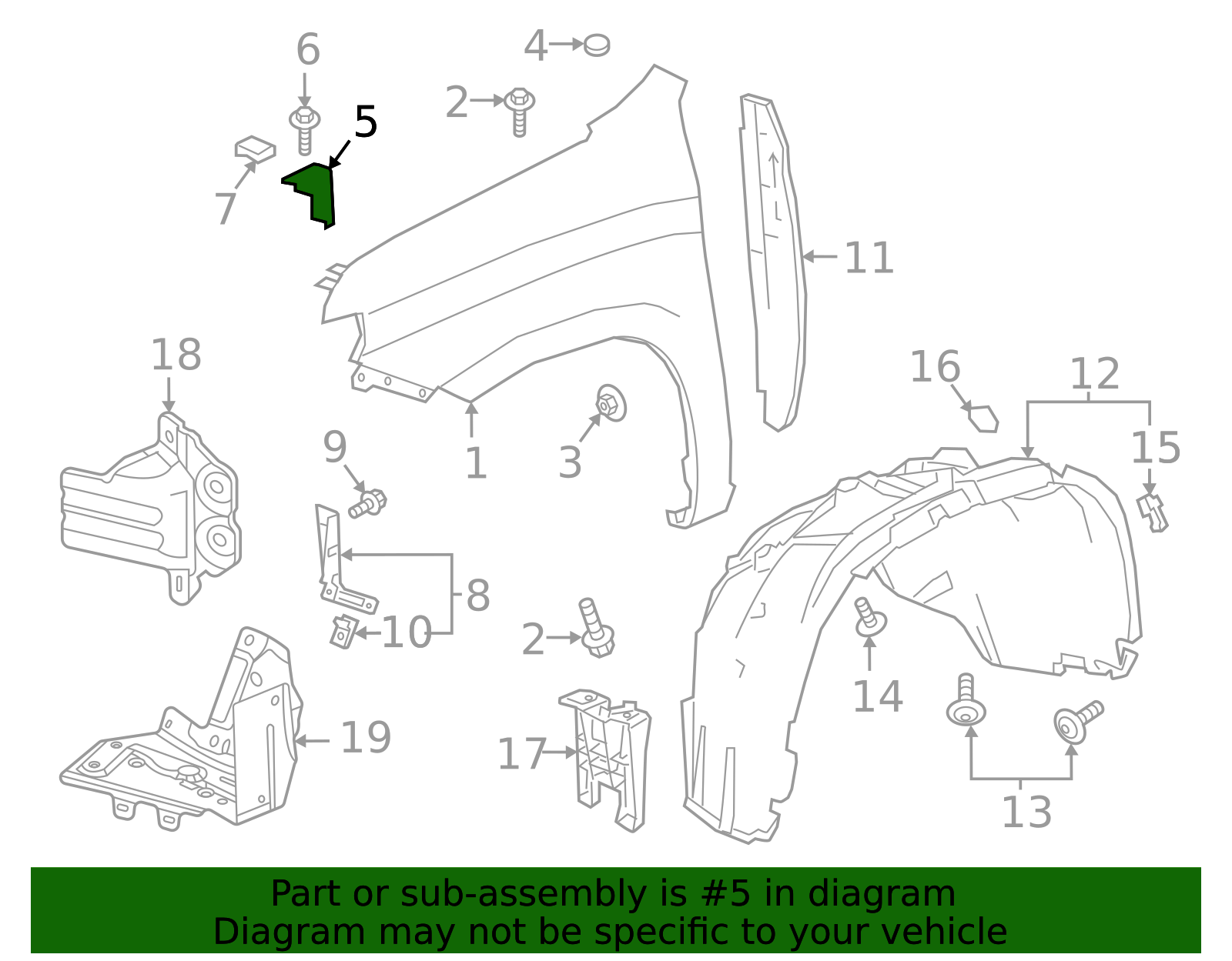 2019-2025 Chevrolet Passenger Side Body Side Front Fender Upper Front ...