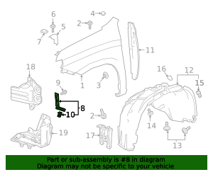 2019-2025 Chevrolet Front Passenger Side Fender Front Bracket 23393858 ...