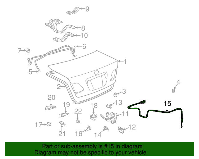 64607-33080 - Deck Lid Release Cable 2002-2006 Lexus | AutoNationParts.com