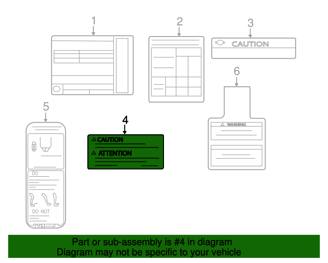 2015-2016 Nissan Rogue Caution Label 99053-5HA0A | TascaParts.com