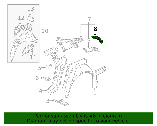 8W8-809-306 - Quarter Panel Reinforcement 2018-2024 Audi ...