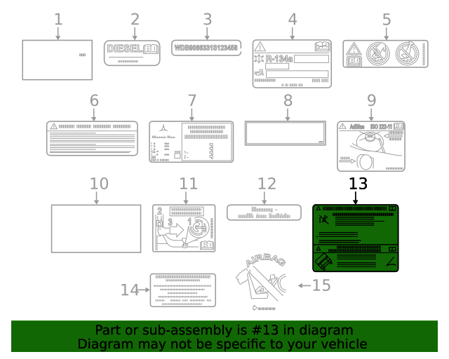 000-817-21-03 - Air Bag Label 2013-2024 Mercedes-Benz | AutoNation Parts