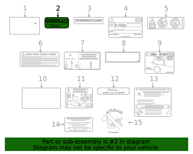 000-584-91-21 - Fuel Information Label 2007-2022 Mercedes-Benz ...