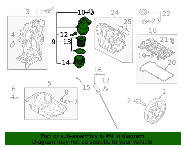 Genuine Oil Filter Housing for 2020-2022 Hyundai | Part# 26300-2M000 ...