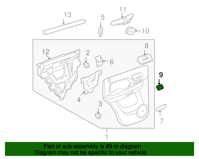 2007-2014 GM Interior Door Handle Bezel Cap 25906776 | GMPartsDirect.com