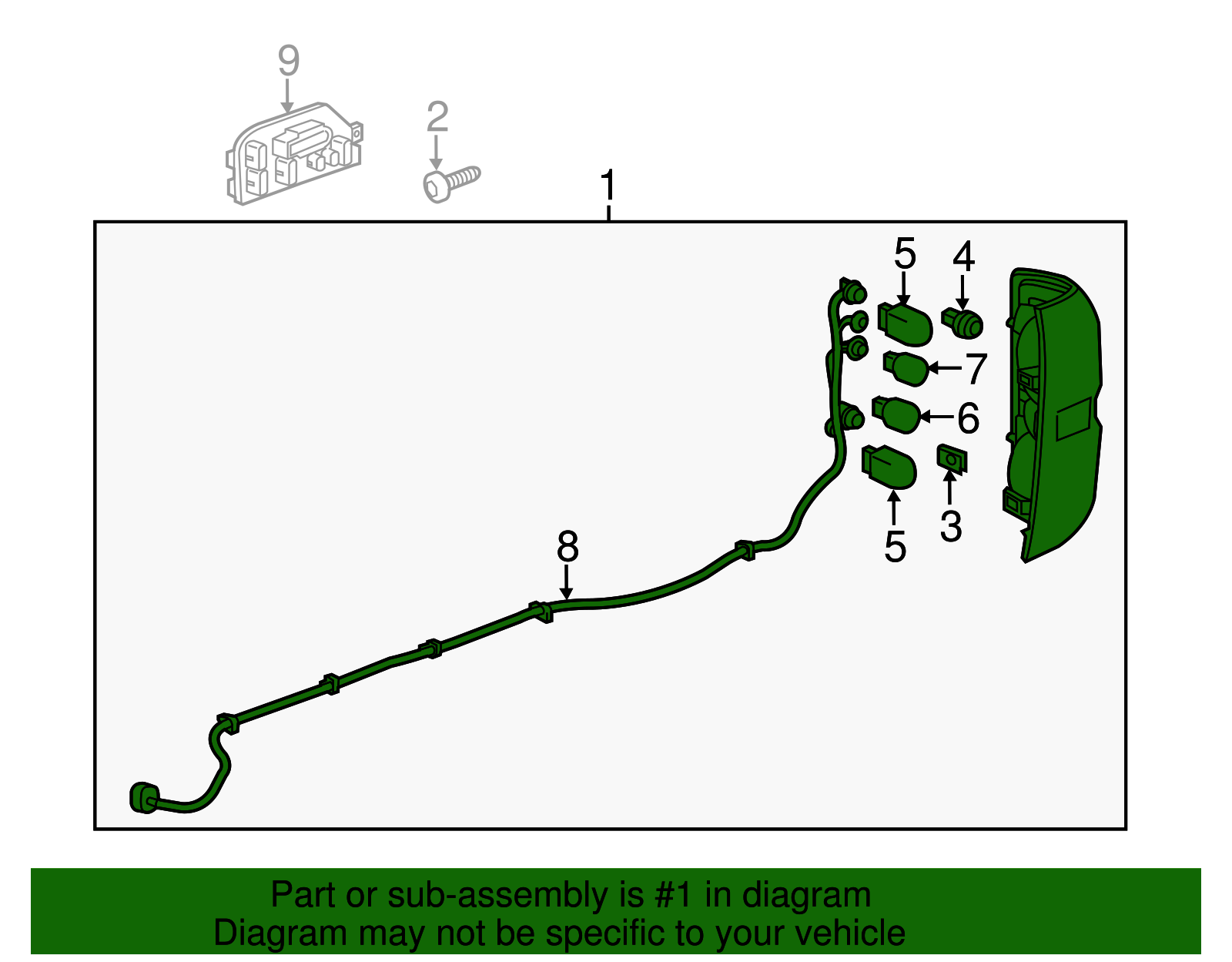 2016-2019 GMC Rear Passenger Side Body Structure Stop Lamp 84288725 GM ...