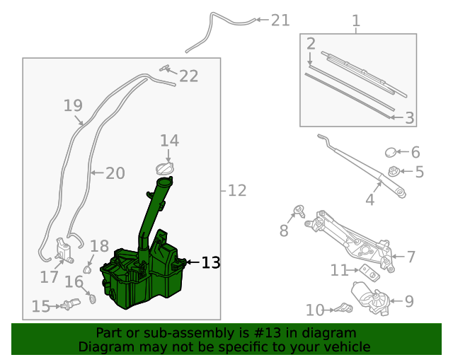 98611-CW100 - Washer Fluid Reservoir 2022-2023 Hyundai Tucson ...