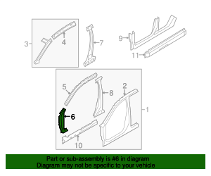 2008-2015 Nissan Hinge Pillar Reinforced - Passenger Side (RH) 76270 ...