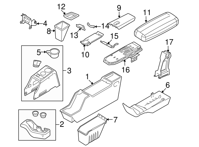 2004-2011 Ford Ranger Full Center Console Armrest Lid Cushion Pad Top ...
