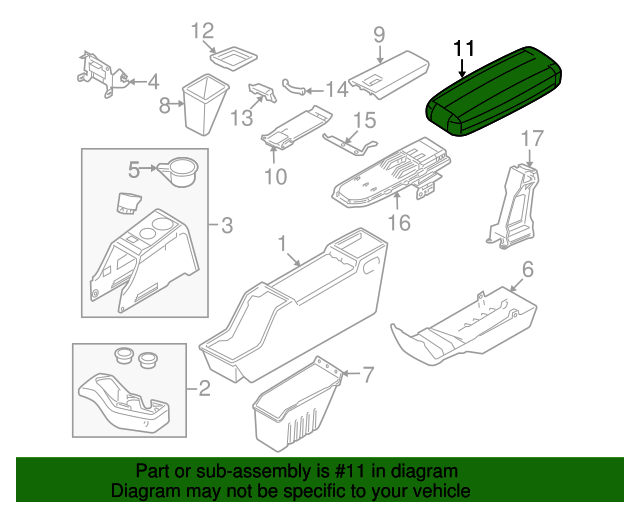 2004-2011 Ford Ranger Full Center Console Armrest Lid Cushion Pad Top ...