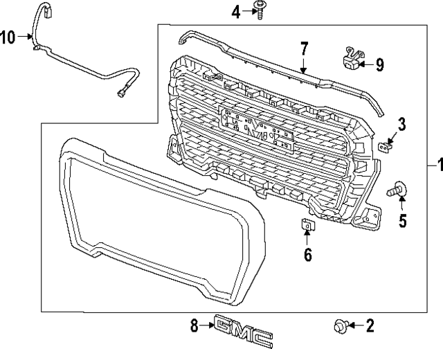 84699827 - Bright Chrome Front Grille 2019-2022 GMC | Chevrolet Parts ...