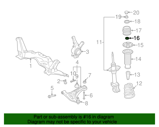 48619-0D011 - Suspension Strut Bearing - 2007-2018 Toyota | Nucar ...