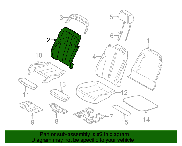 52-10-7-308-042 - Seat Back Cushion 2012-2019 BMW | AutoNationParts.com