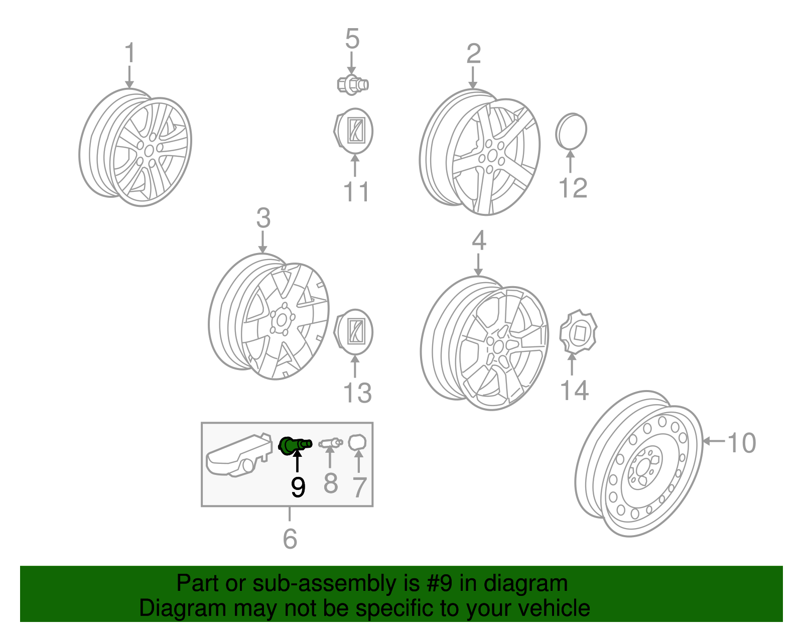 13598909 - 2005-2024 GM - Tire Pressure Sensor Kit with Bolt, Valve Cap ...