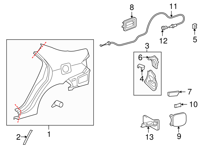 61601-02210 - Quarter Panel - 2009-2013 Toyota Corolla | OEM Genuine ...