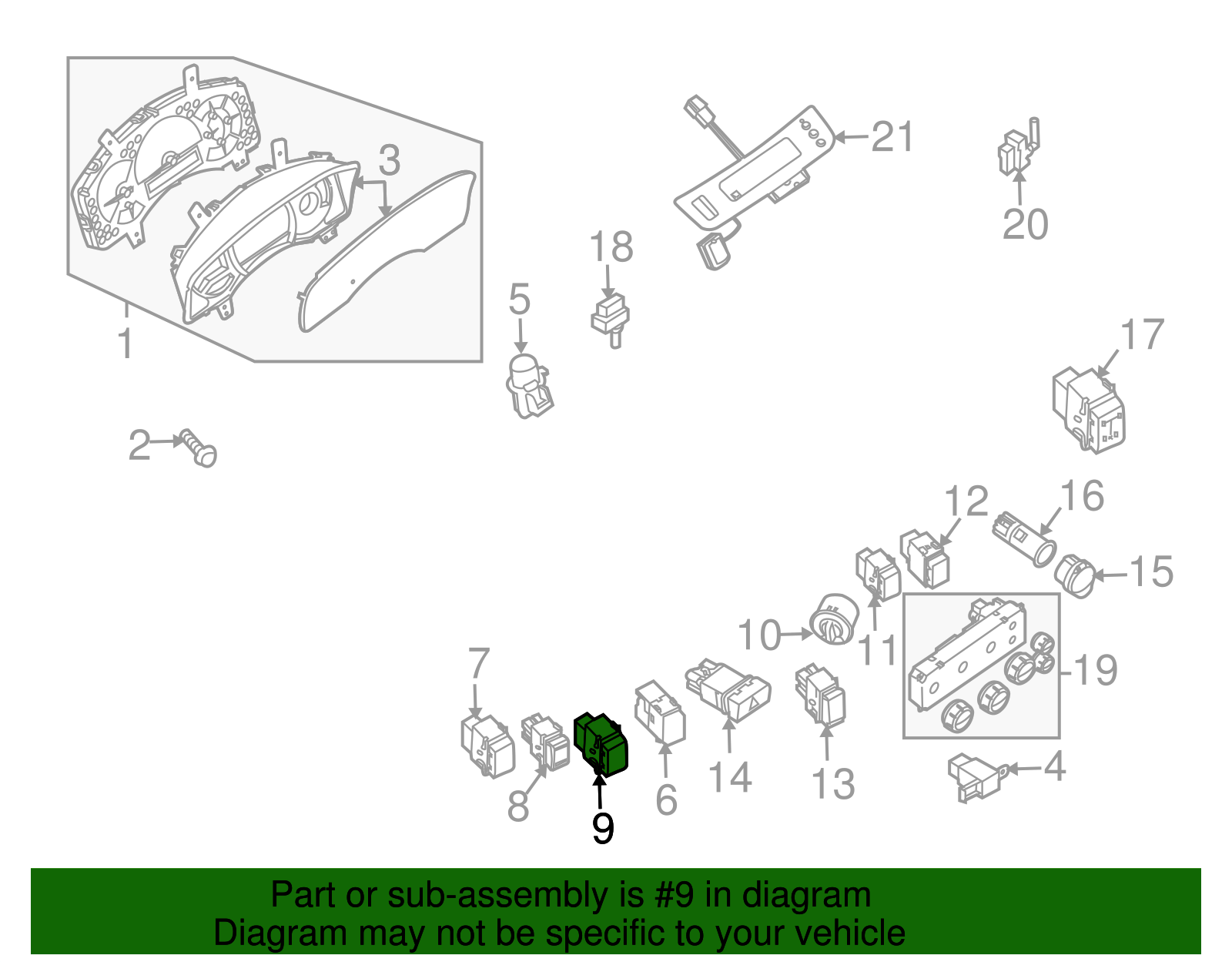2004-2021 Nissan Control Switch 25989-5Z000 | Temecula Nissan Parts
