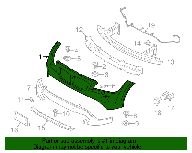 51117345031 - 2013-2015 BMW X1 Bumper Cover (51-11-7-345-031) | BMW of ...