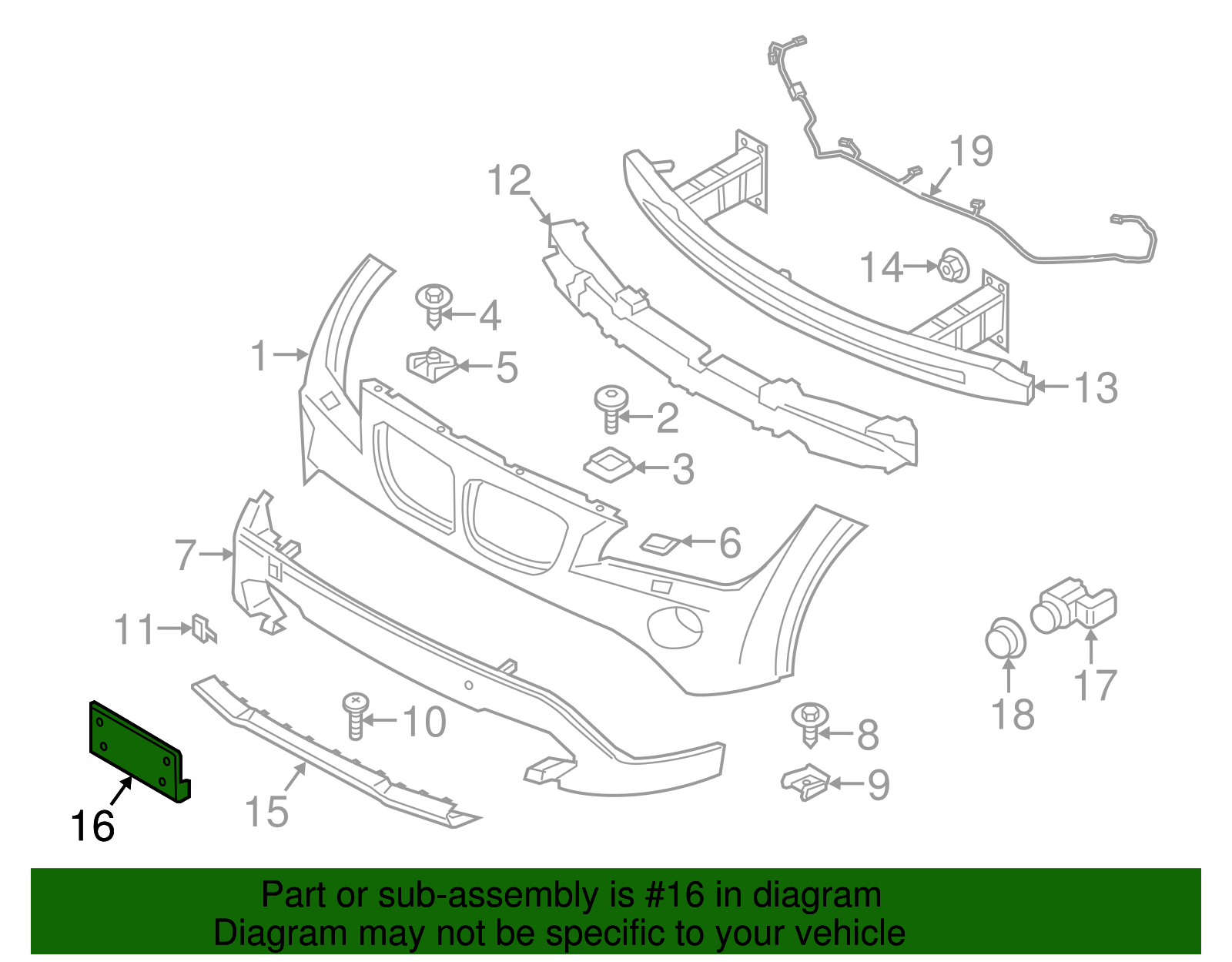 51117303798 - 2013-2015 BMW X1 License Bracket (51-11-7-303-798) | BMW ...