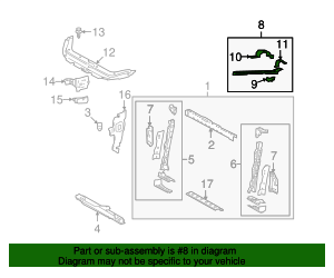 2006-2012 Toyota RAV4 Radiator Support Bracket 53202-0R010 ...