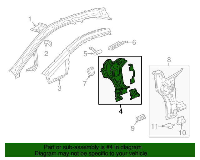 2014-2016 Cadillac ELR Passenger Side Body Hinge Pillar Inner Panel ...