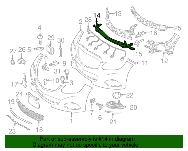 212-885-40-65 - Bumper Cover Reinforcement 2014-2016 Mercedes-Benz ...
