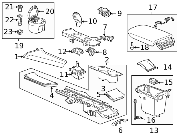 2017-2019 Cadillac XT5 Light Vanilla Front Passenger Side Floor Console ...
